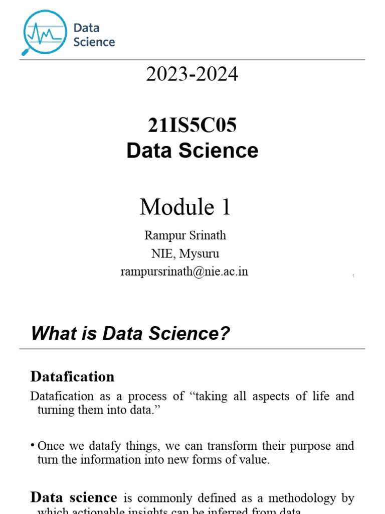 Ds Module 1 | PDF | Integrated Development Environment | Data Science