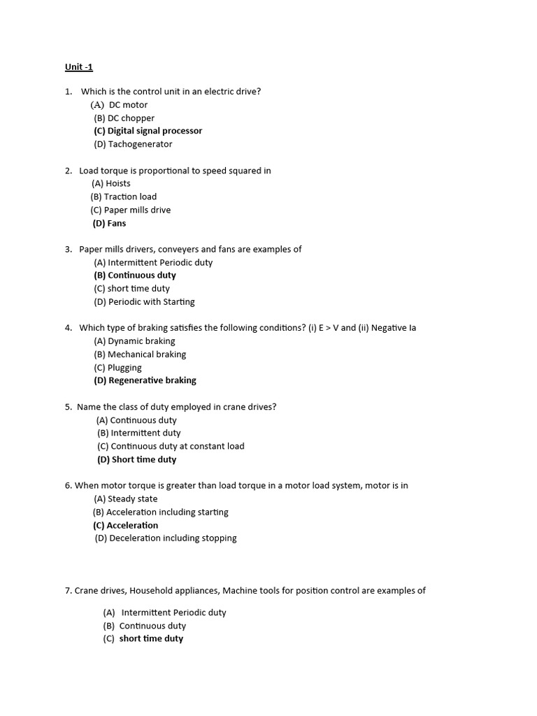 Electric Drives MCQ Question Bank | PDF | Electric Motor | Power (Physics)