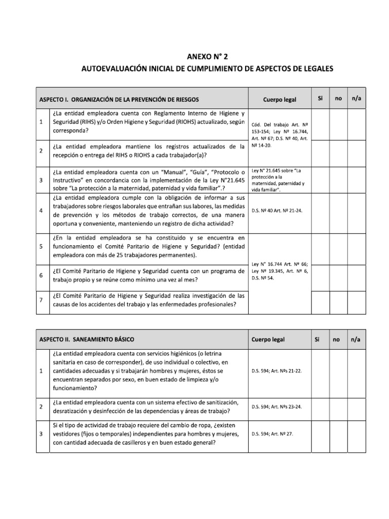 Formato Autoevaluación Inicial de Cumplimiento de Aspectos Legales | PDF