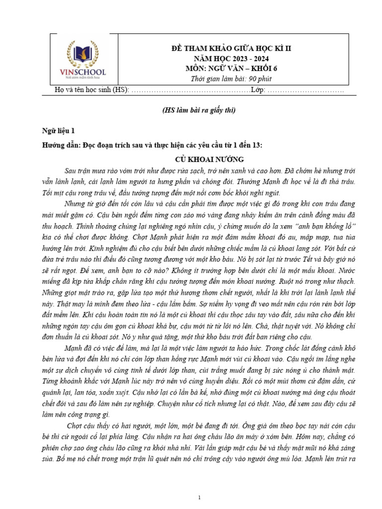 ĐỀ THAM KHAO K6 | PDF