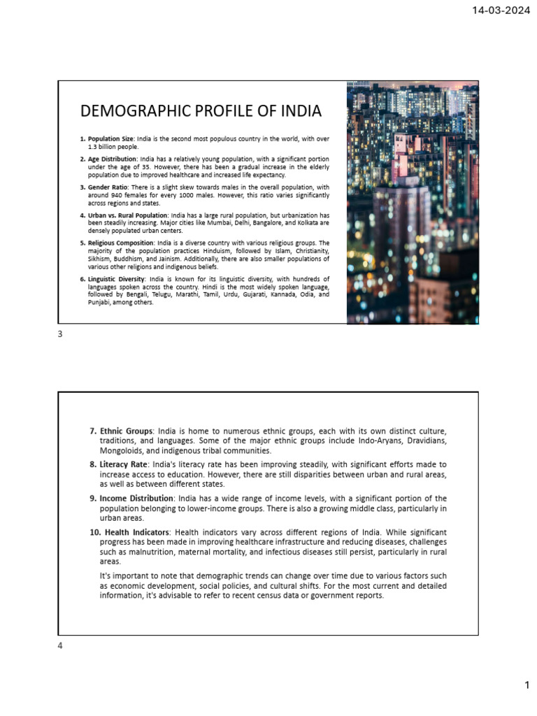 Demographic Profile of India | PDF | Family Planning