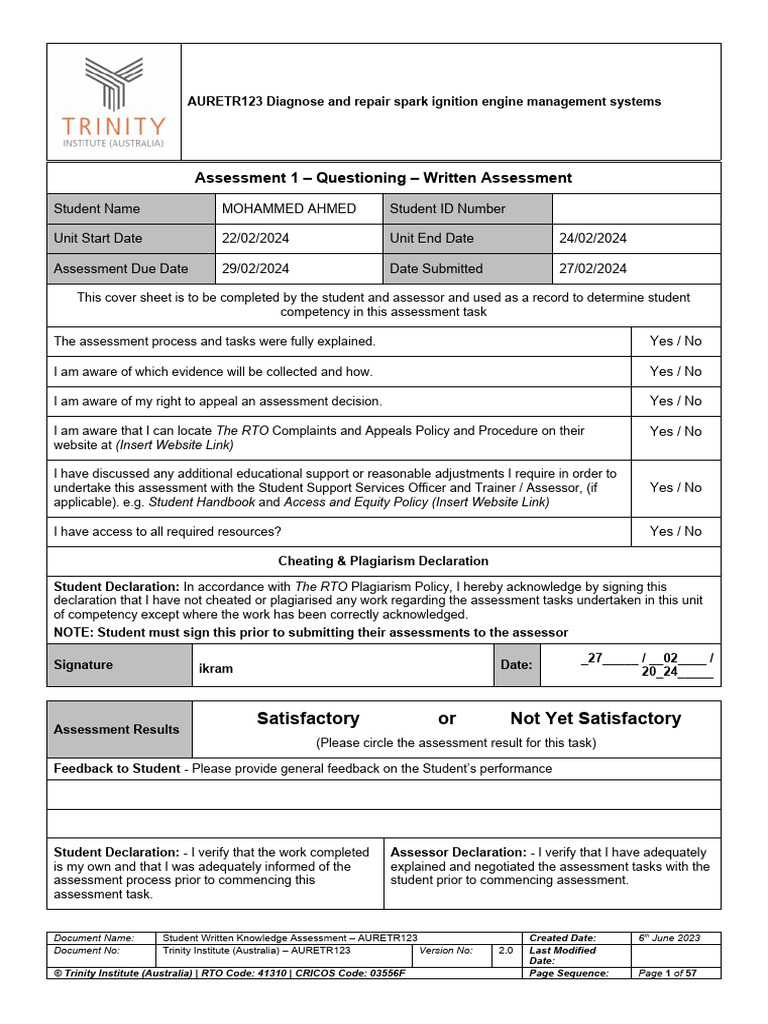 Spark Ignition Engine Management Assessment | PDF | Fuel Injection ...