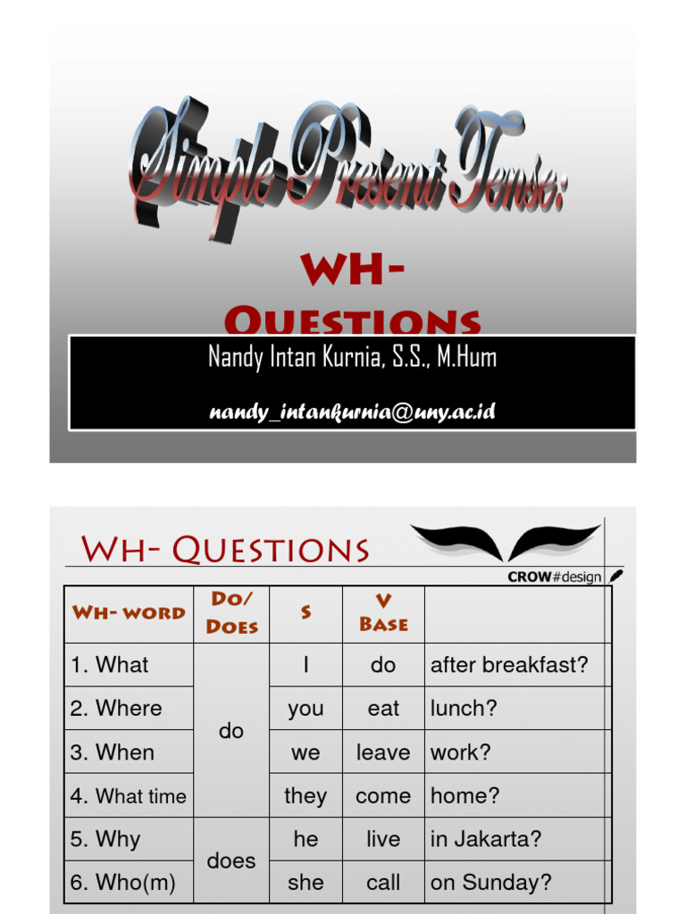 Simple Present Tense WH Questions Mku | PDF