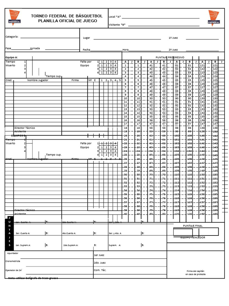 Planilla de Juego | PDF
