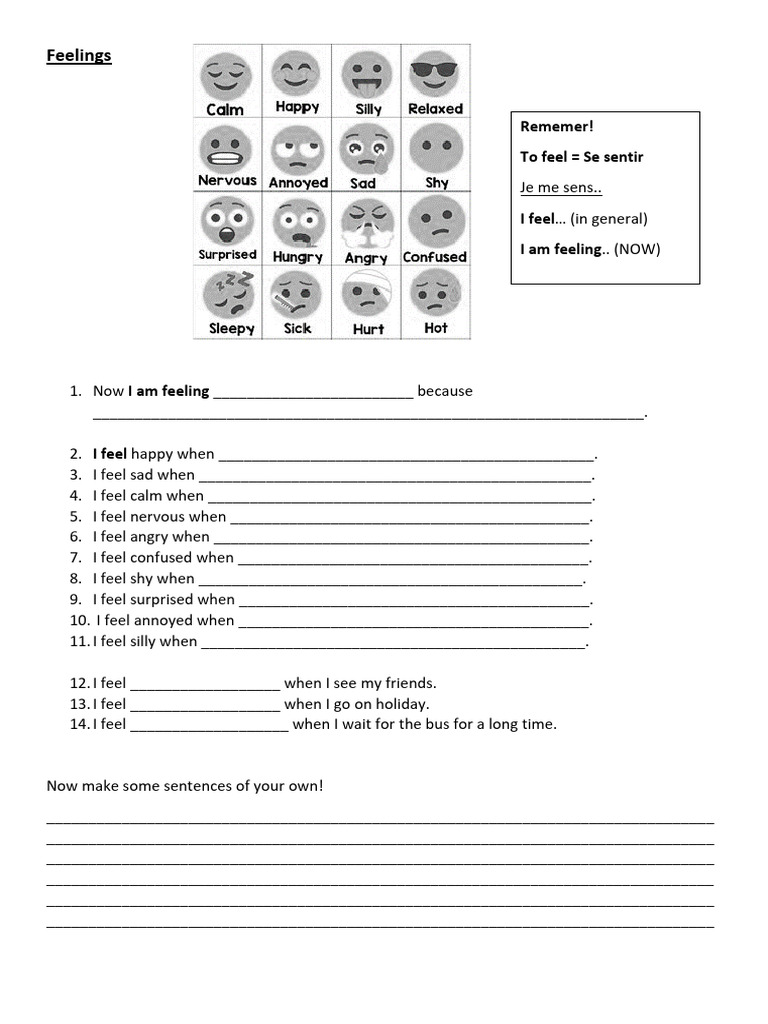 Feelings worksheet | PDF