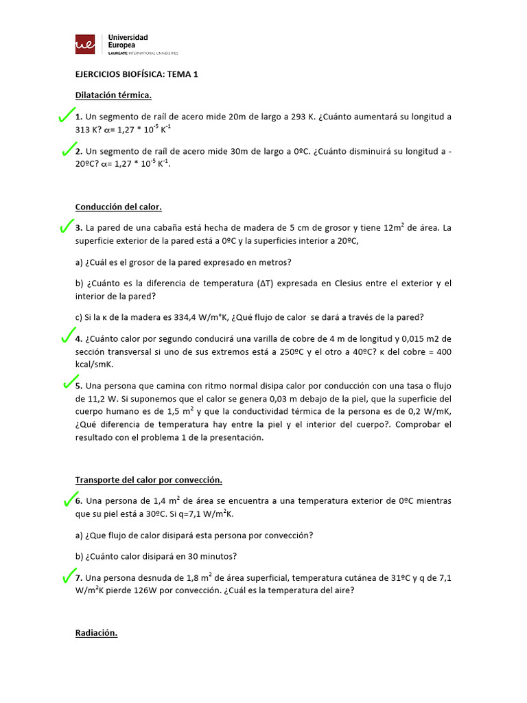 Problemas T1 | PDF | Calor | Conduccion termica