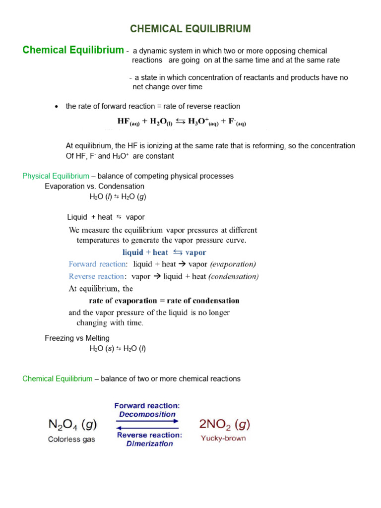 Understanding Chemical Equilibrium Concepts | PDF | Reaction Rate ...