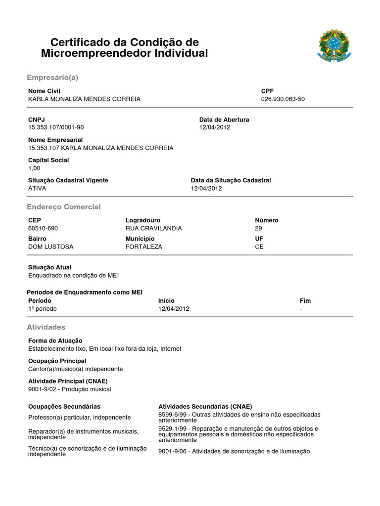 Certificado Mei | PDF