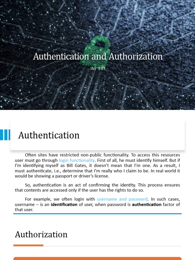 Authentication and Authorization Week 6 | PDF | Password | Http Cookie