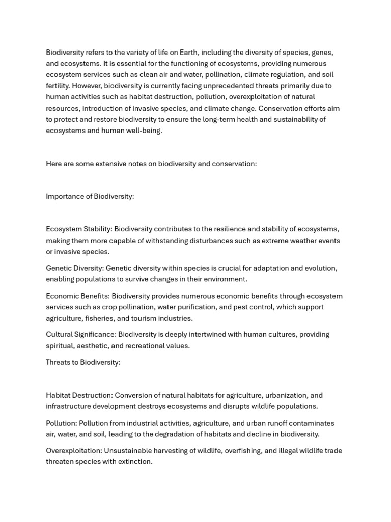 Biodiversity Pdf Biodiversity Conservation Biology