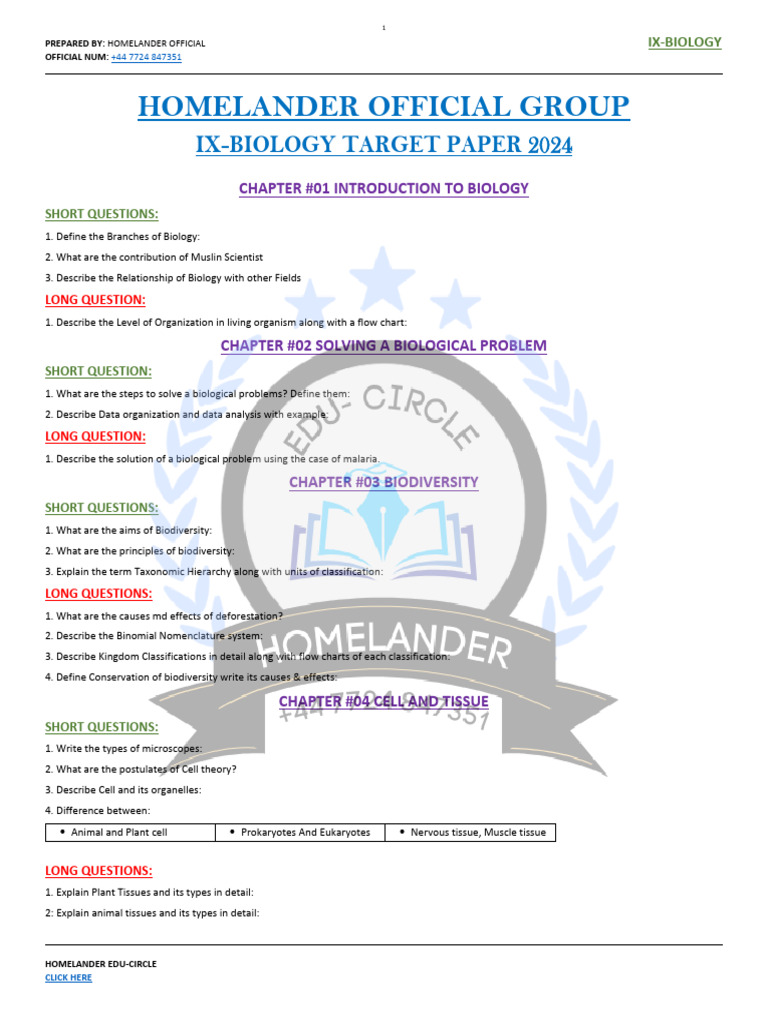 Ix-biology - Target Paper 2024 - Homelander Group | PDF | Biology ...