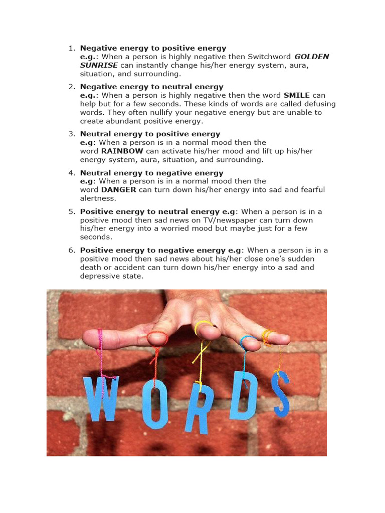 Switch words | PDF | Psychological Concepts | Behavioural Sciences