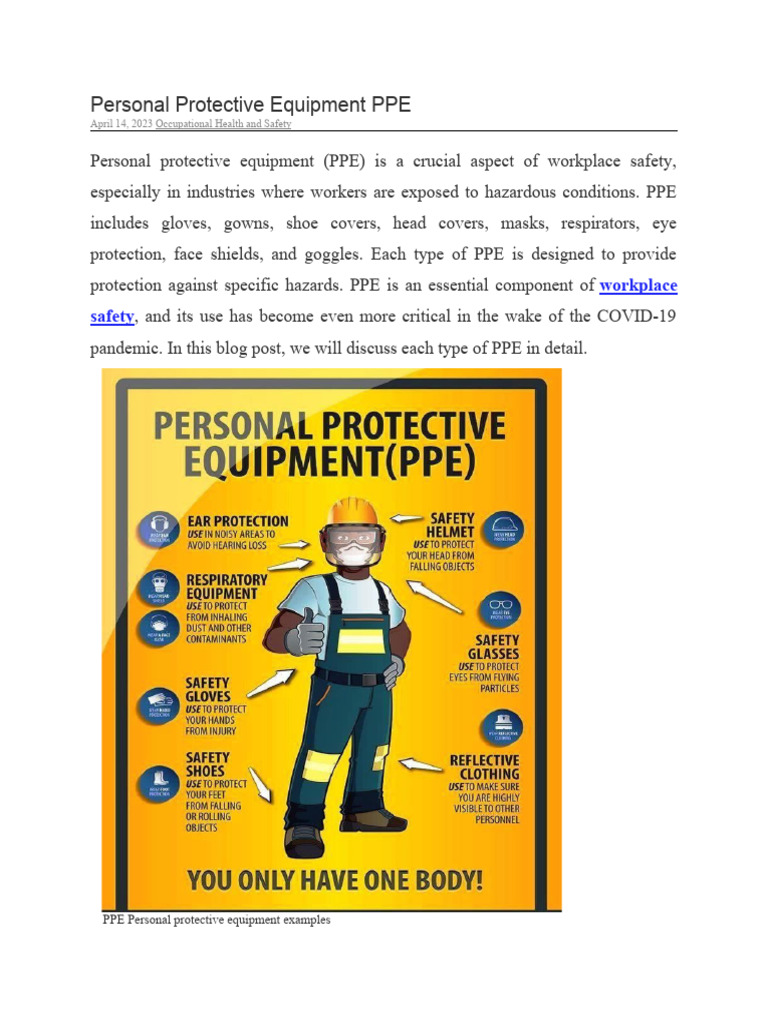 Types and Examples of PPE | PDF | Personal Protective Equipment | Safety
