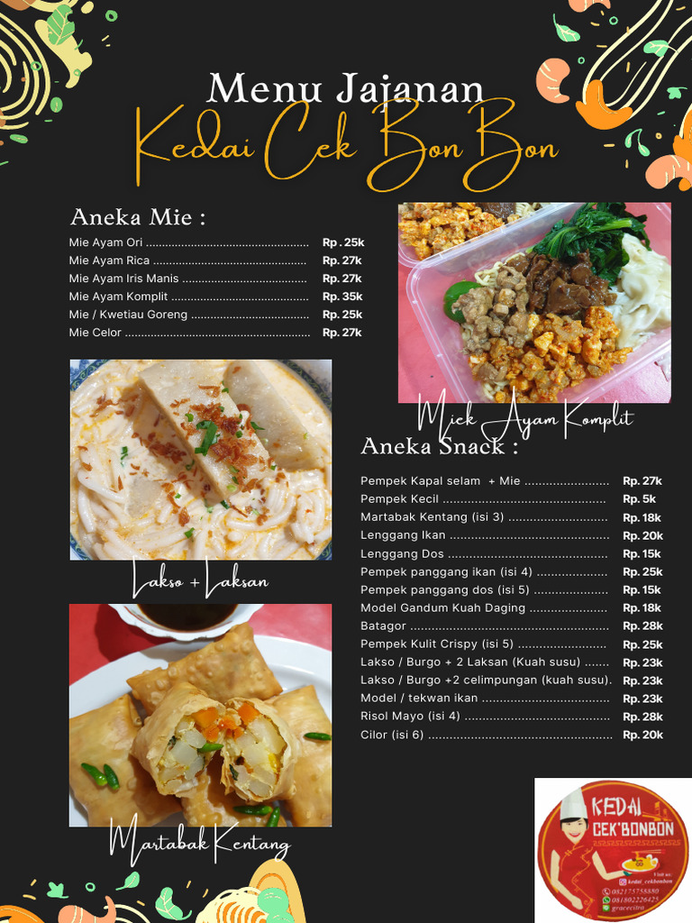 Menu Jajanan Cek BonBon | PDF
