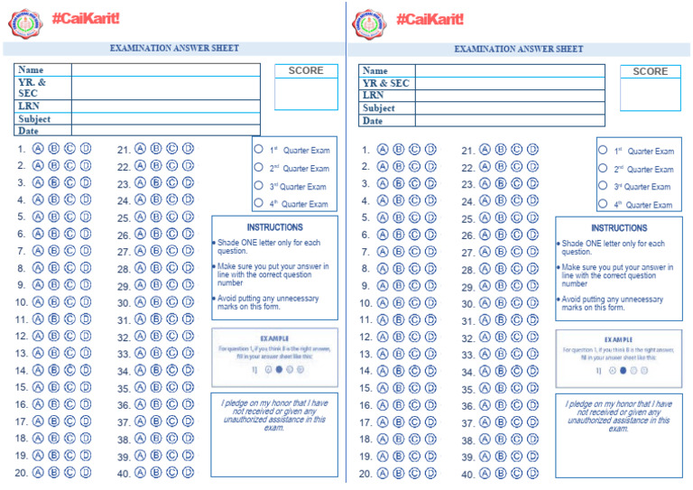 Answer Sheet Shading EXAMS | PDF | Qualifications