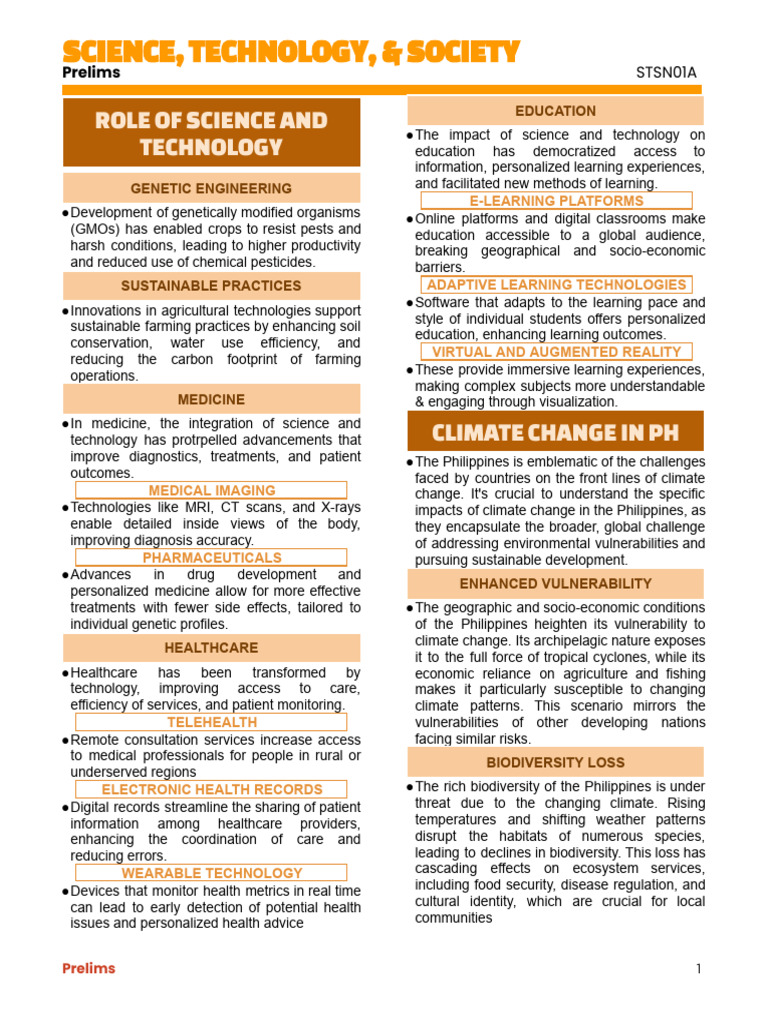 STS - Notes Summary | PDF | Climate Change | Climate Change Mitigation