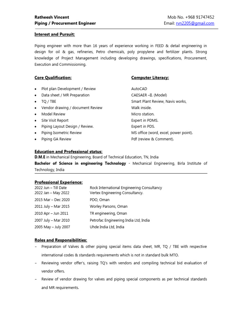 Piping Engineer - 24 | PDF | Specification (Technical Standard) | Engineering