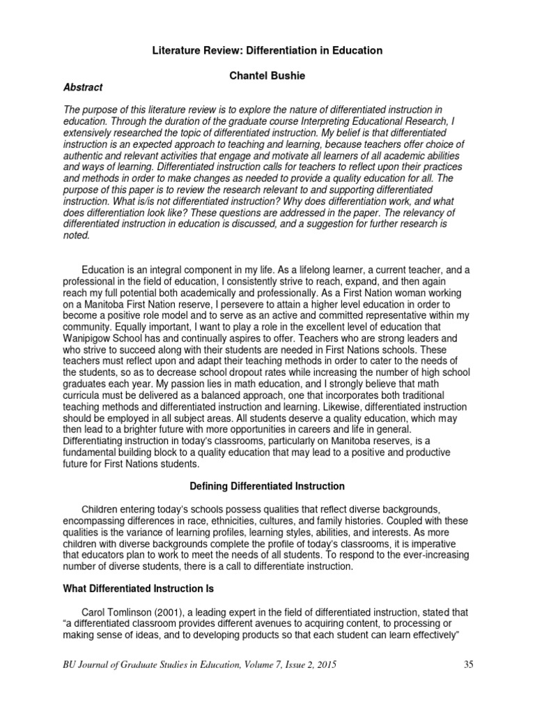 Literature Review Differentiation in Education | PDF | Differentiated ...