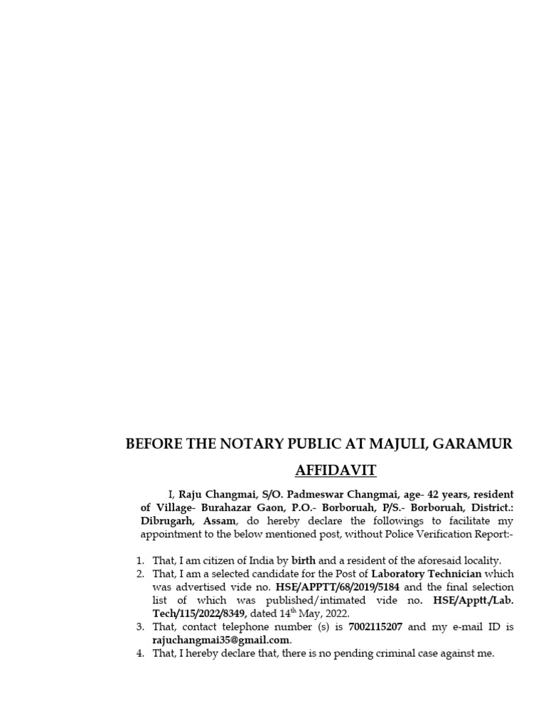 Affidavit For Appointment 2022 Laboratory | PDF | Affidavit | Government