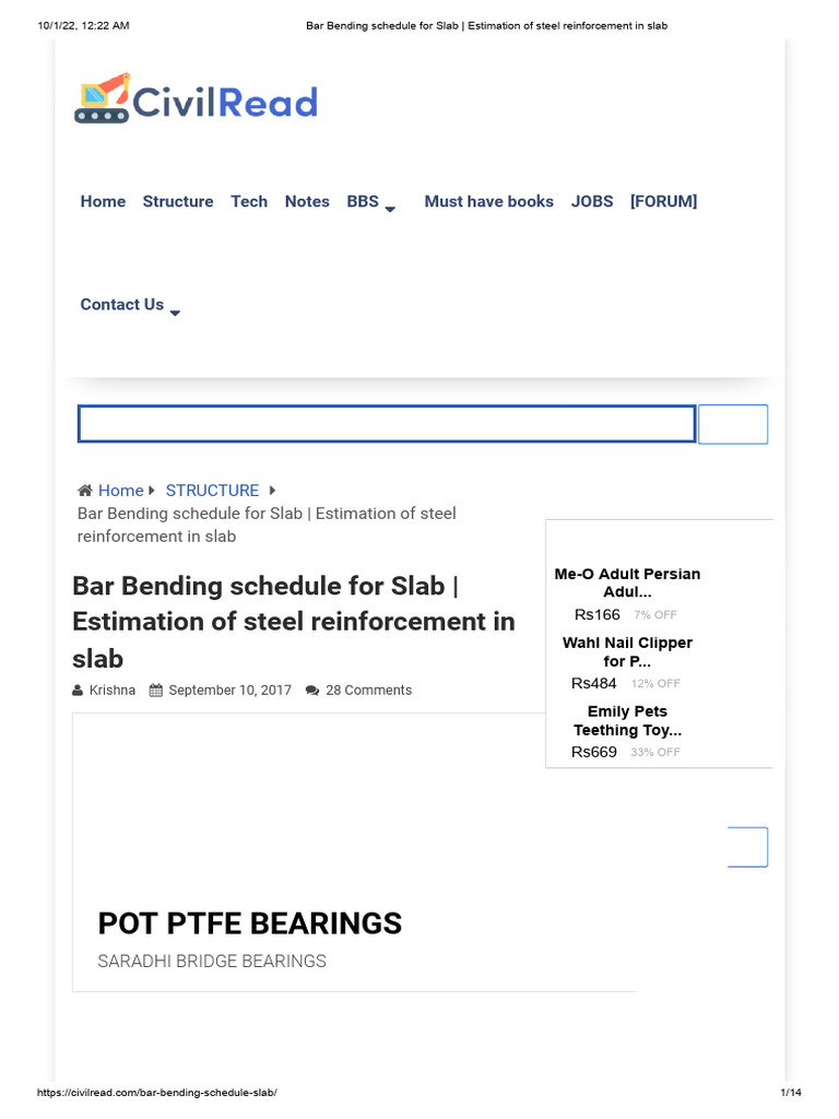 Bar Bending Schedule For Slab - Estimation of Steel Reinforcement in ...