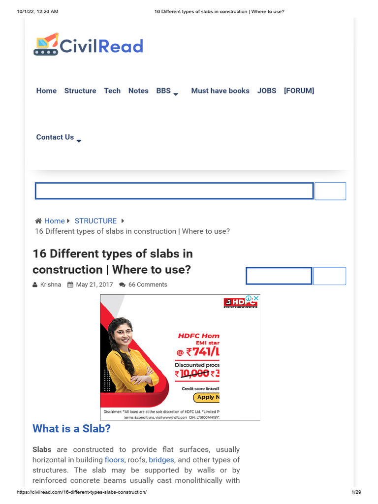 16 Different types of slabs in construction _ Where to use_ | PDF ...