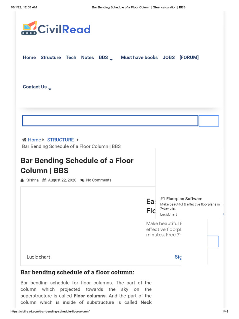 Bar Bending Schedule of a Floor Column _ Steel calculation _ BBS | PDF | Column | Concrete
