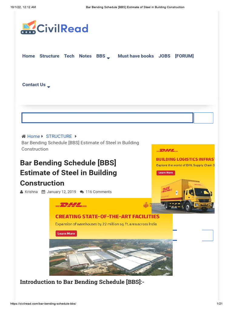 Bar Bending Schedule Basics in Construction | PDF | Concrete | Beam ...