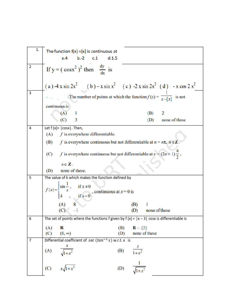Differentiability and Discontinuity in Functions | PDF