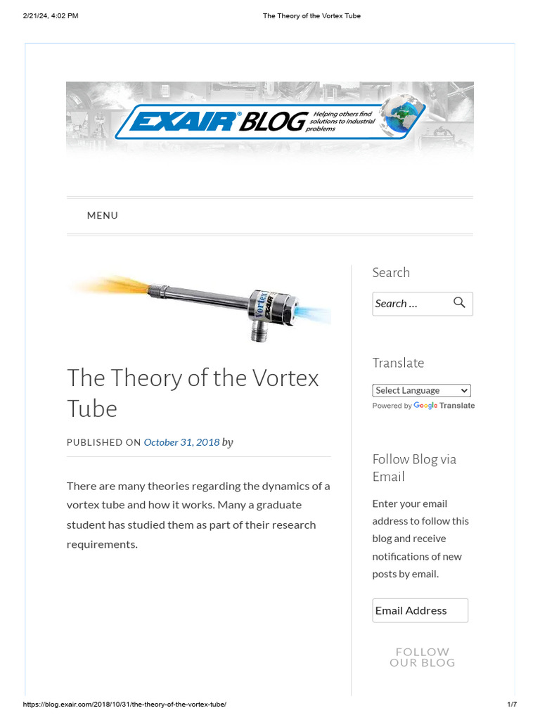 The Theory of the Vortex Tube | PDF | Vortices | Physical Quantities