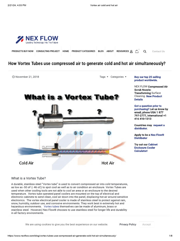 Vortex air cold and hot air | PDF | Vacuum Tube | Vortices