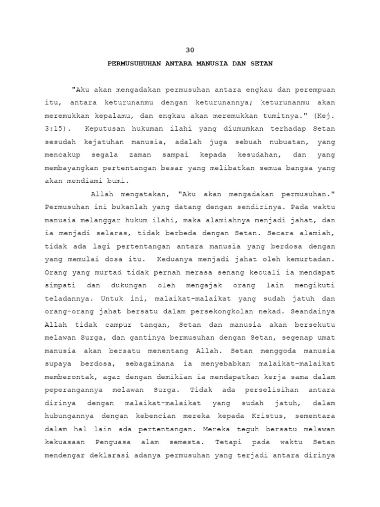 Permusuhan Manusia dan Setan dalam Alkitab | PDF