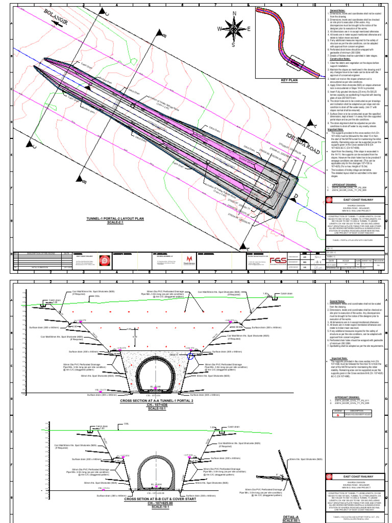 Tunnel Construction Plan for Khurda Road-Bolangir | PDF | Earth Sciences