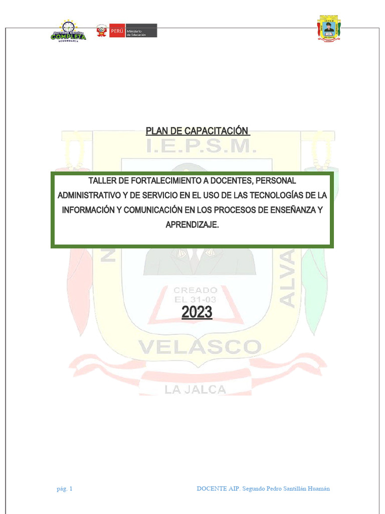 Plan de Taller AIP 2023 | PDF | Enseñando | Maestros