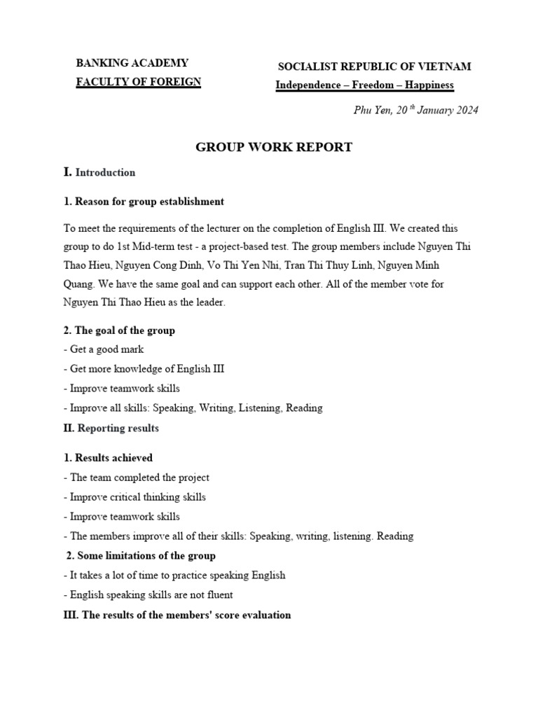 English III Group Project Report | PDF | Vietnam | Politics Of Vietnam