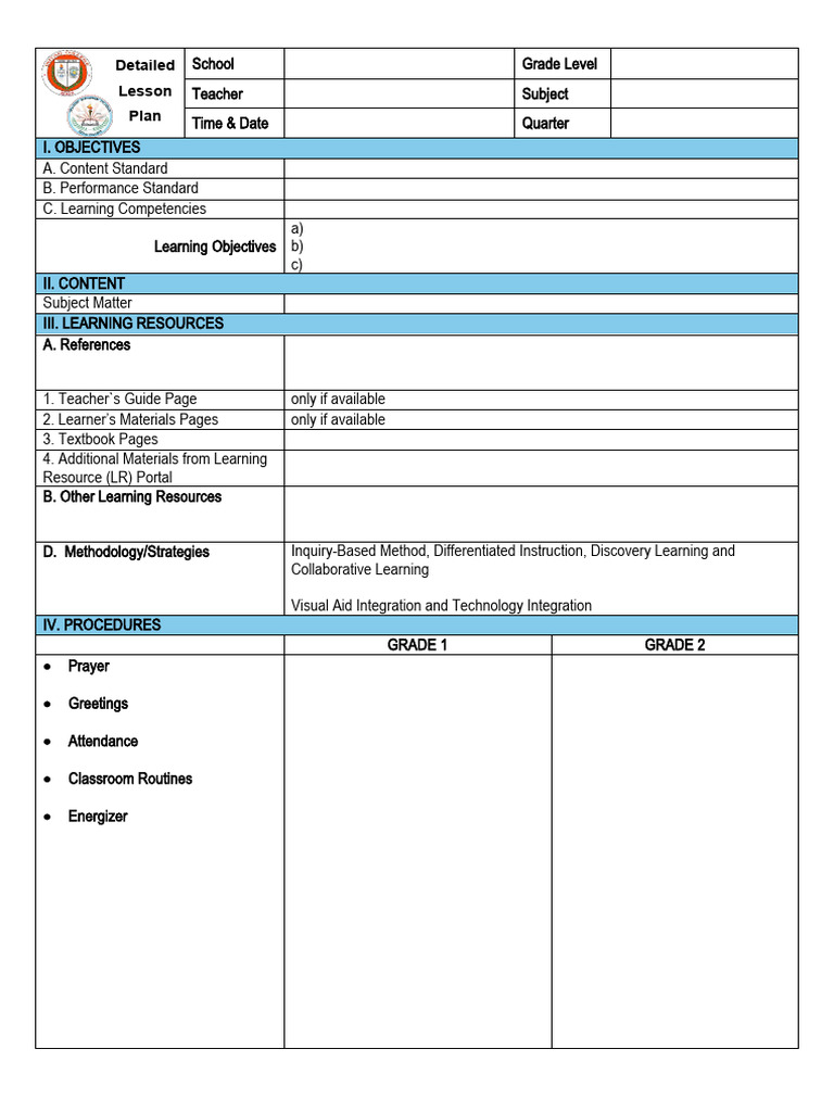 MGDetailed Lesson Plan Format | PDF