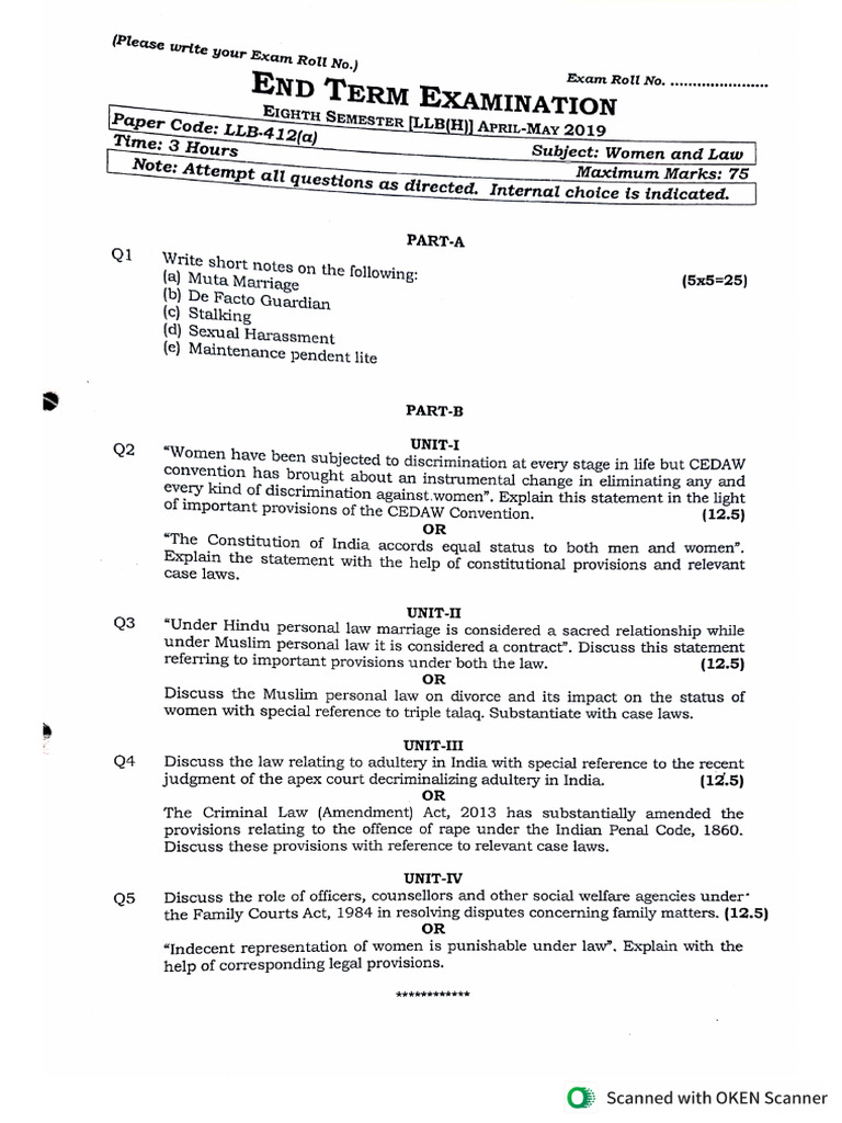 Ballb_8th-Semester_PY-Question-Paper | PDF