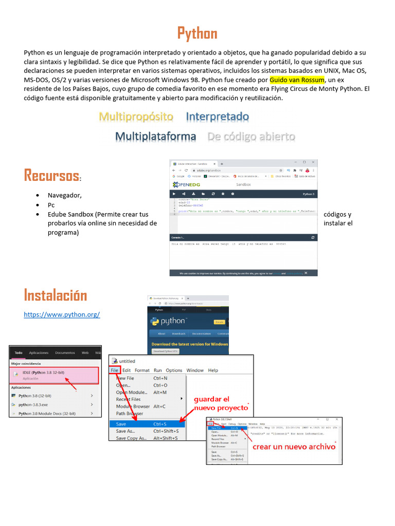 Python Sesión 1 | PDF | Python (lenguaje de programación) | Desarrollo de software