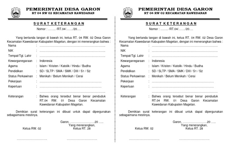 Surat Keterangan RT | PDF