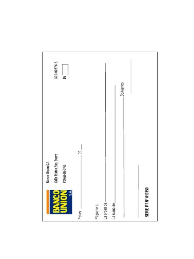 Cheque Banco Union | PDF