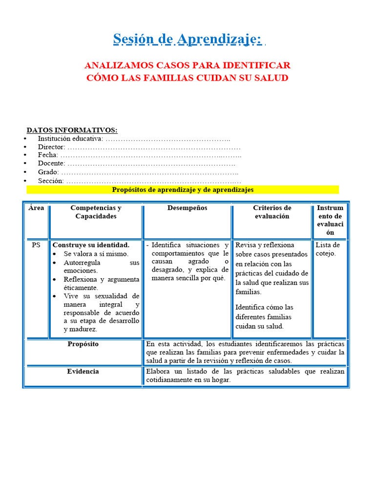 3° SESIÓN DÍA 1 PS ANALIZAMOS CASOS PARA IDENTIFICAR CÓMO LAS FAMILIAS ...