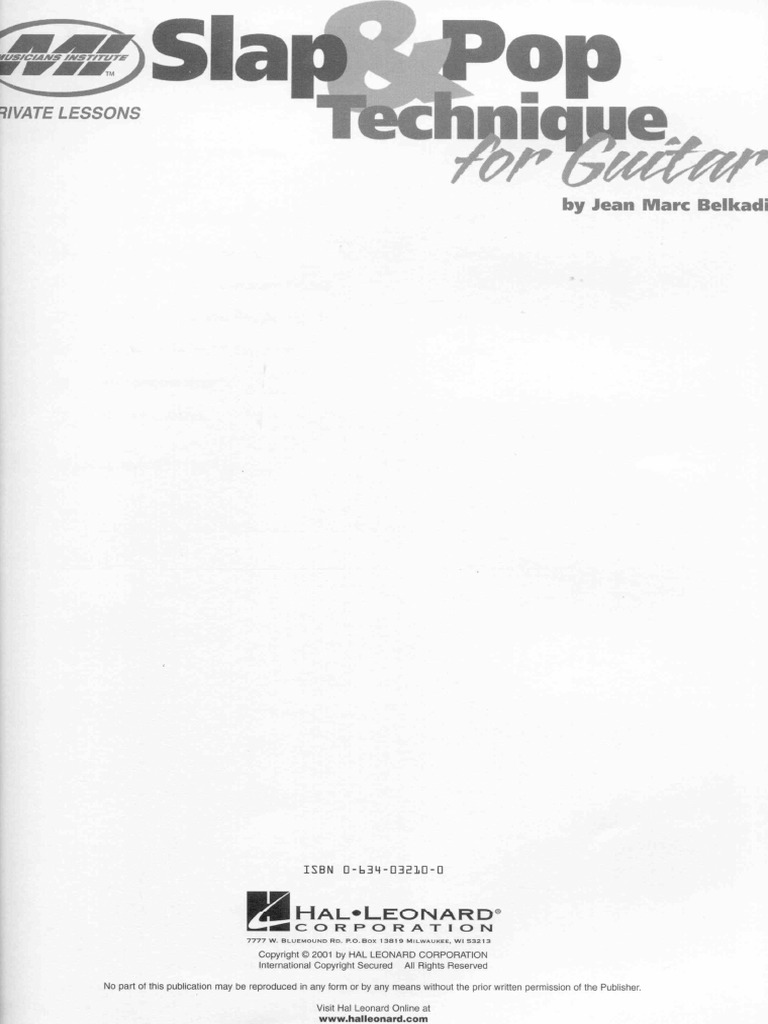 Slap & Pop Techniques For Guitar (Book) | PDF