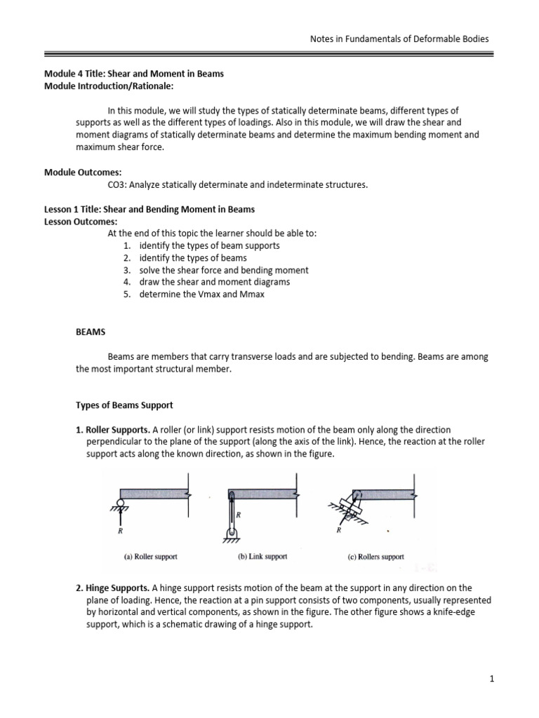 Module 4 Shear and Moment in Beams | PDF | Bending | Beam (Structure)