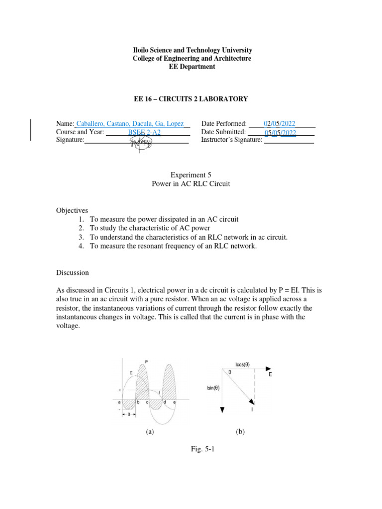Experiment 5 | PDF | Electrical Network | Capacitor