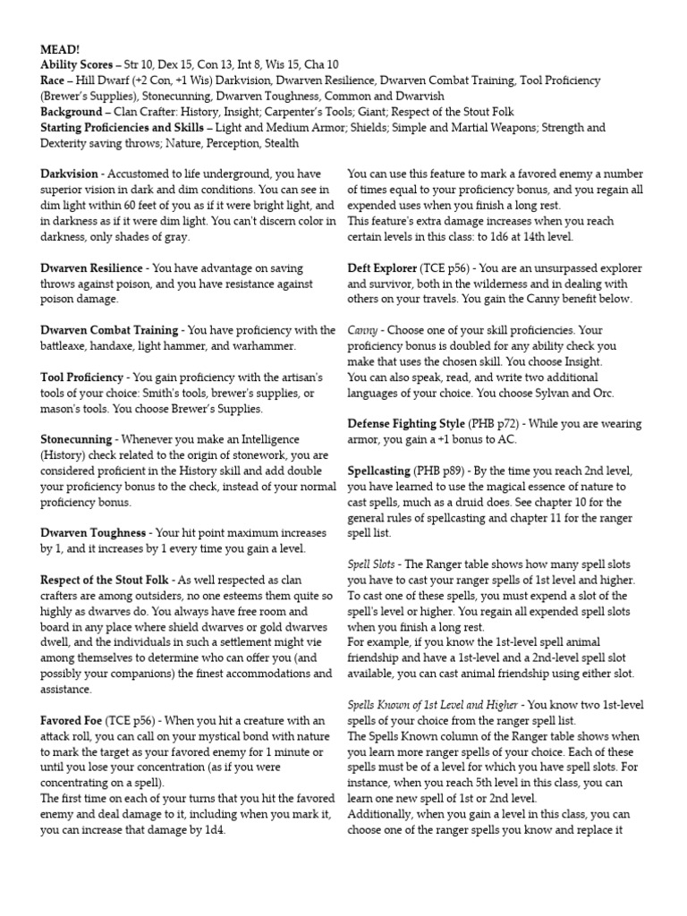 MEAD | PDF | Dwarf (Dungeons & Dragons)