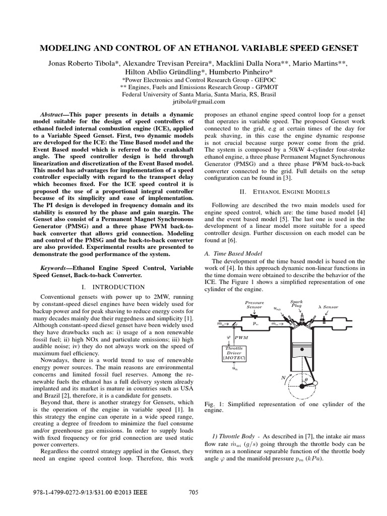 Ethanol Genset Speed Control | PDF | Power Inverter | Throttle