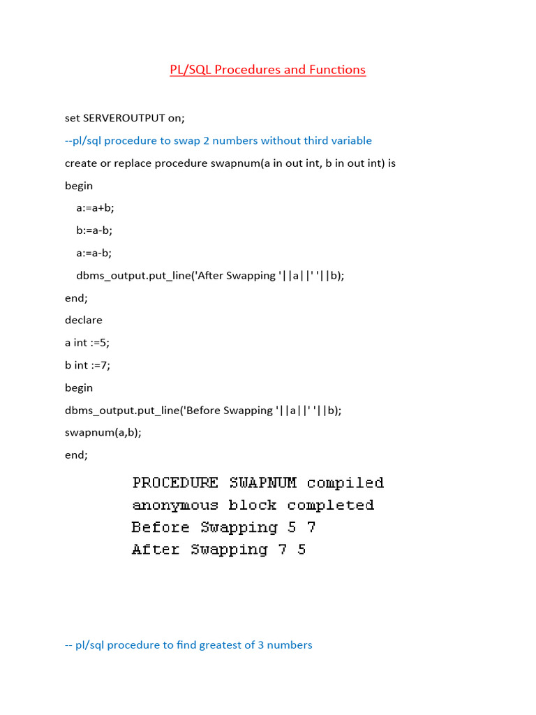 PL/SQL Procedures for Beginners | PDF