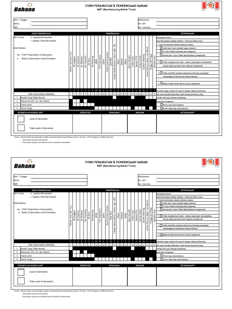 Form p2h Unit LV | PDF