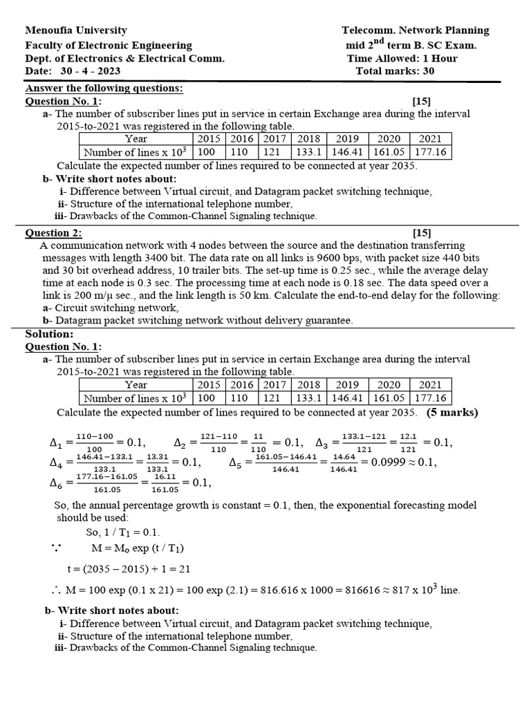 Network Planning, Midterm 2023 Exam Solution | PDF | Computer Network ...