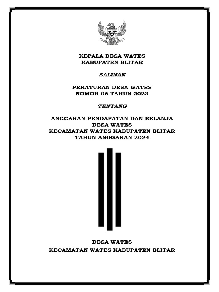 APBDes 2024 Desa Wates Blitar | PDF