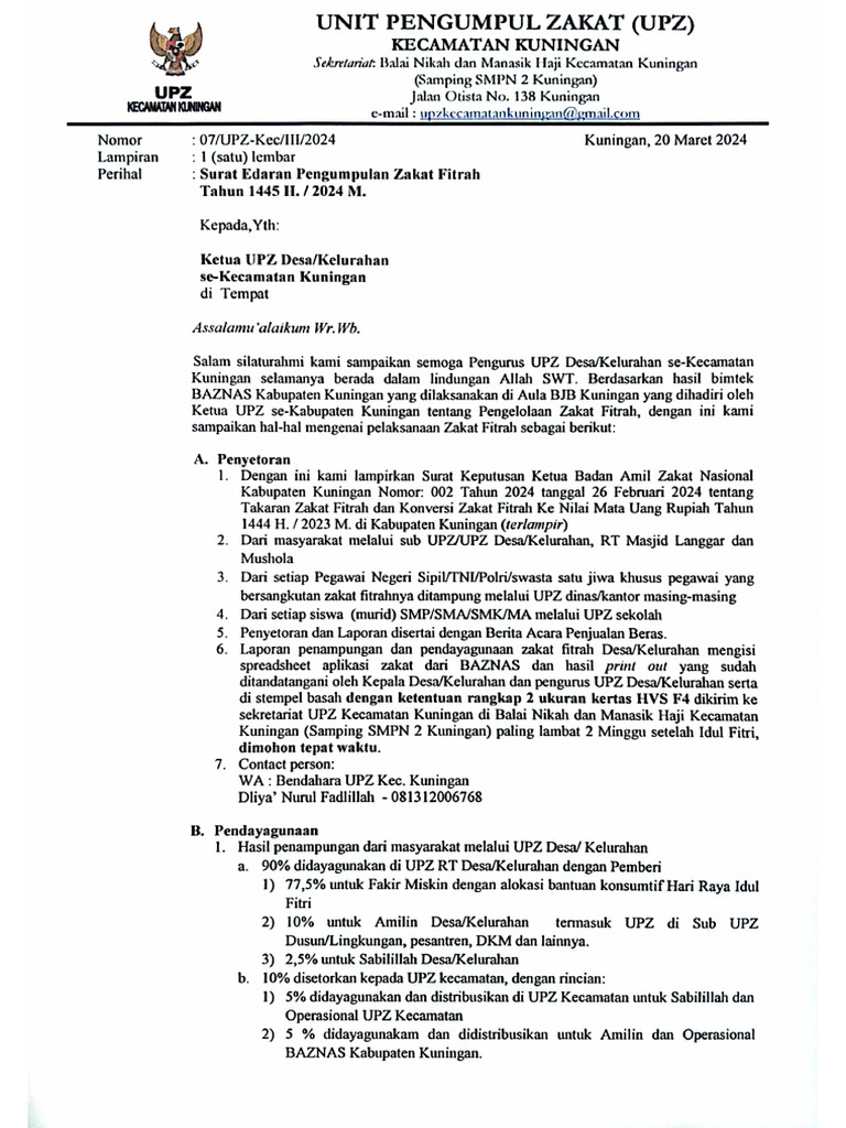 Surat Edaran Zakat Fitrah | PDF